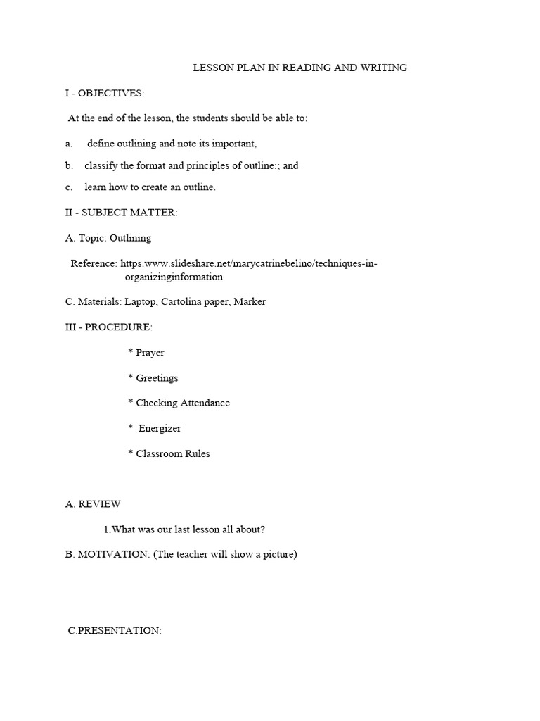 Jennil Lesson Plan 2 | PDF | Lesson Plan | Cognition