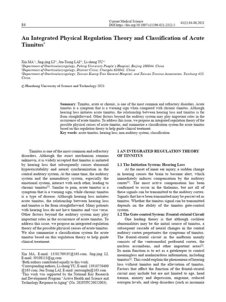 An Integrated Physical Regulation Theory and Classification of Acute ...