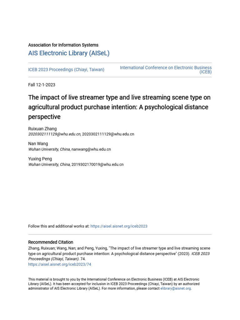 The Impact of Live Streamer Type and Live Streaming Scene Type On | PDF ...