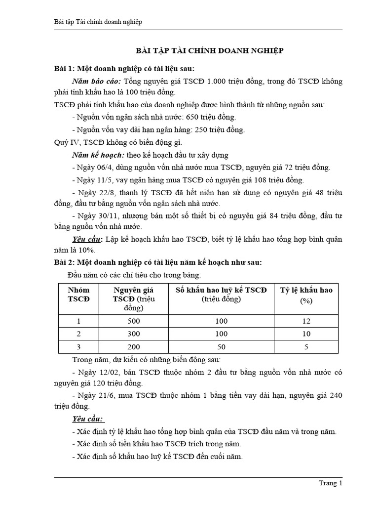 Bài Tập TCDN | PDF