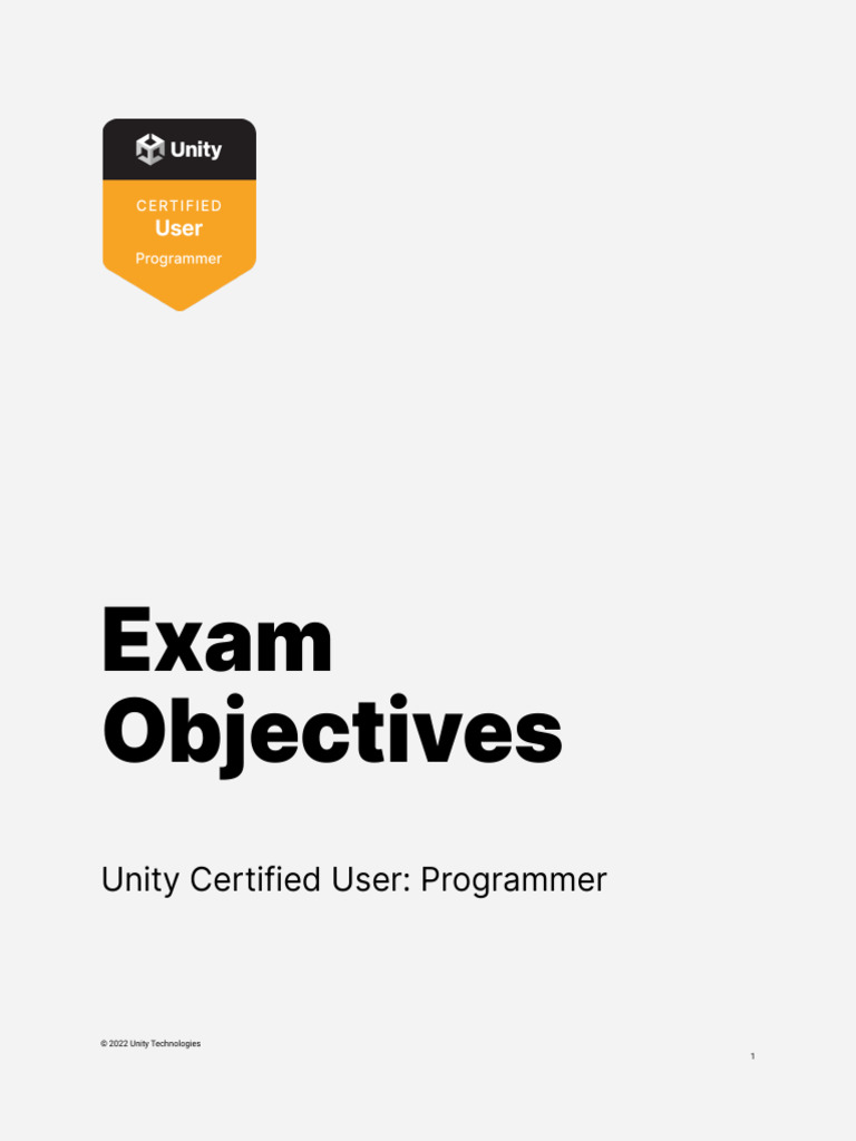 Unity Certified User Programmer Exam Objectives Document | PDF | Class (Computer Programming ...