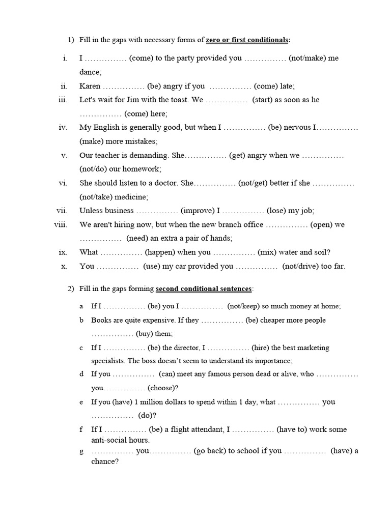 Conditional Sentences Practice Exercises | PDF | Foreign Language Studies