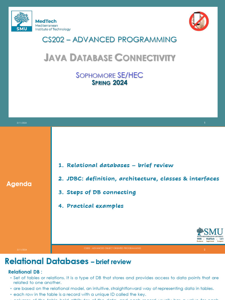 CS202 - Chapter 6 - Database Connection | PDF | Databases | Relational Model