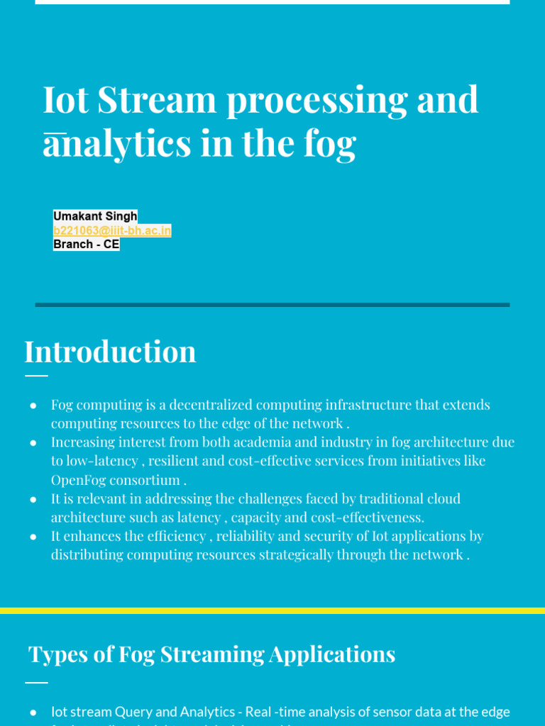 Iot Stream Processing and Analytics in The Fog | PDF | Internet Of Things | Computer Network