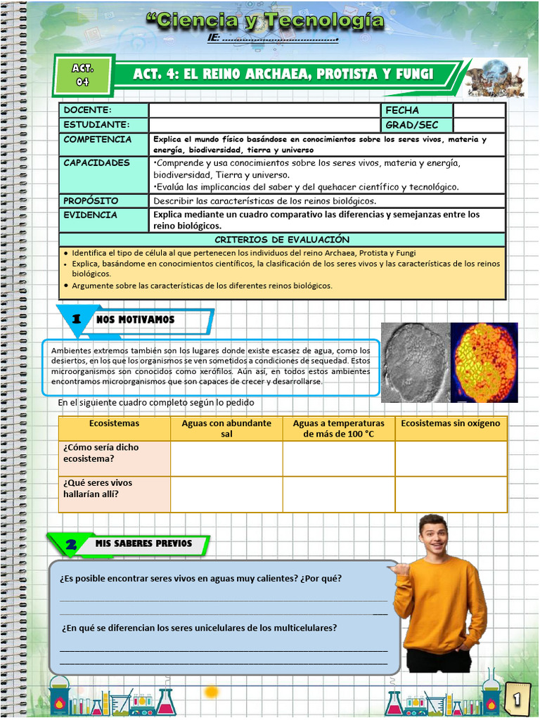 D1º Act 4 Cyt Unid 1 - Sem 4 | PDF | Salud y bienestar