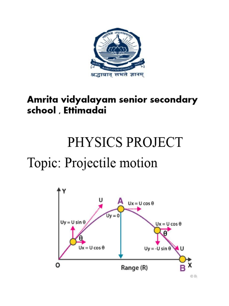 Physics Project Topic: Projectile Motion: Amrita Vidyalayam Senior ...