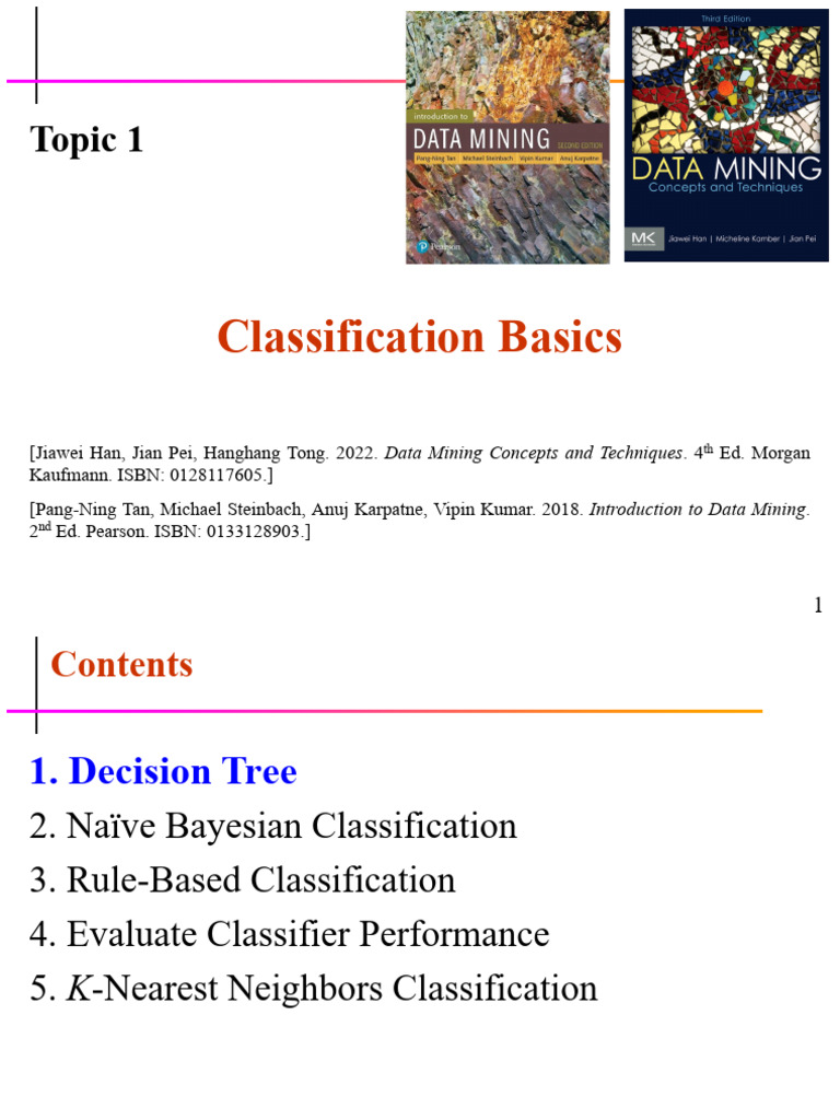 Topic01 Classification Basics Jiawei Han Extra | PDF | Statistical Classification | Sensitivity ...