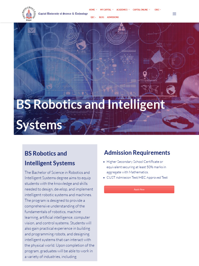 BS in Robotics and Intelligent Systems | PDF | Robotics | Artificial ...