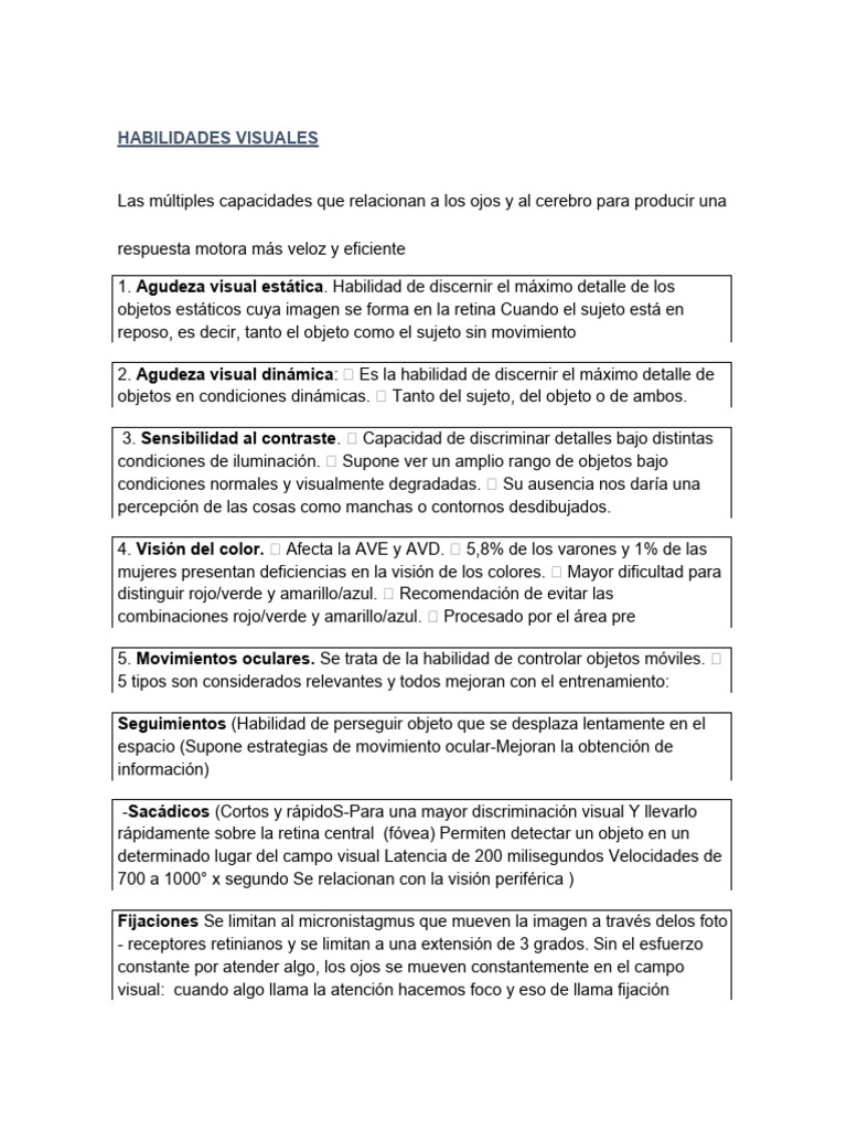 Habilidades Visuales | PDF | Percepción visual | Ojo