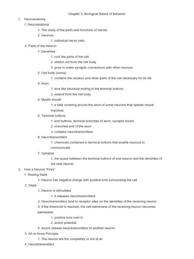 Biological Bases of Behavior in AP Psychology | PDF | Neuron ...