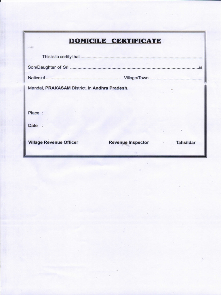 Domicile Certificate | PDF