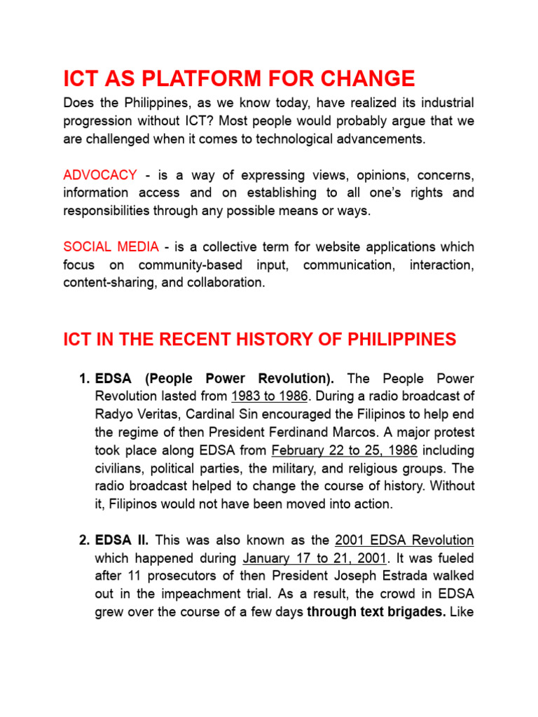 Ict As Platform For Change | PDF | Social Science | History