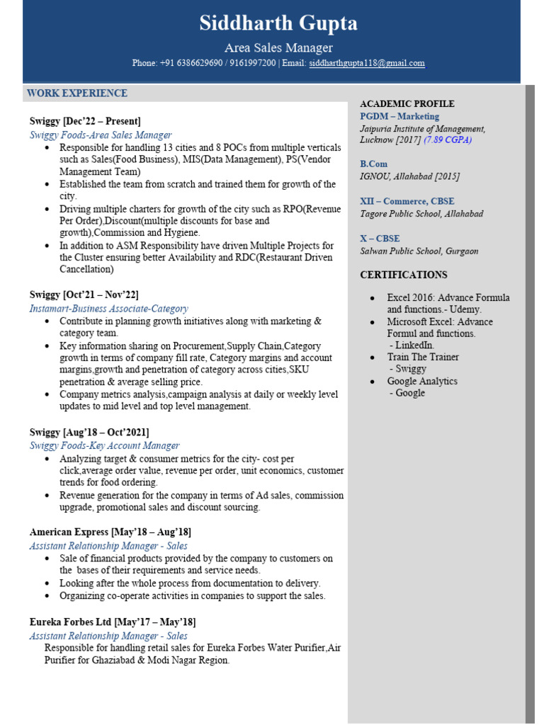 Resume_PDF_2023 | Download Free PDF | Sales | Marketing