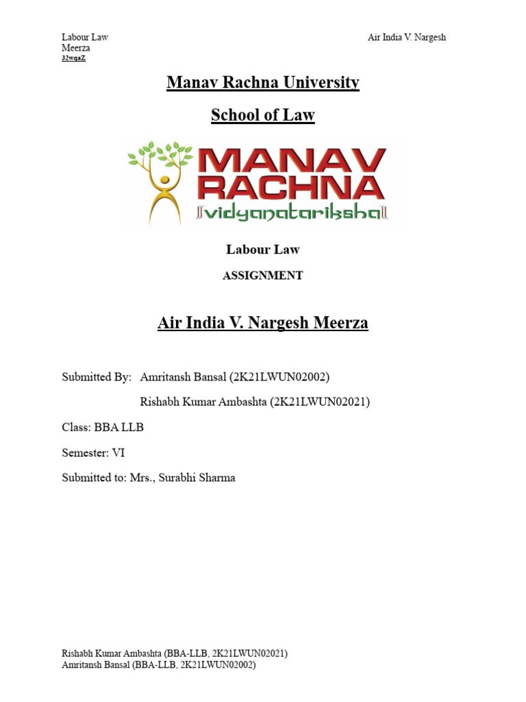 Air India V. Nargesh Mirza | PDF | Government | Public Law