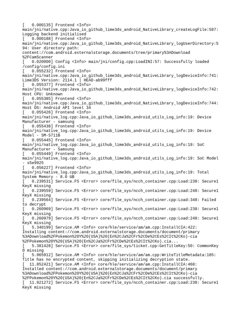 Lime3ds Log | PDF | Encryption | File System