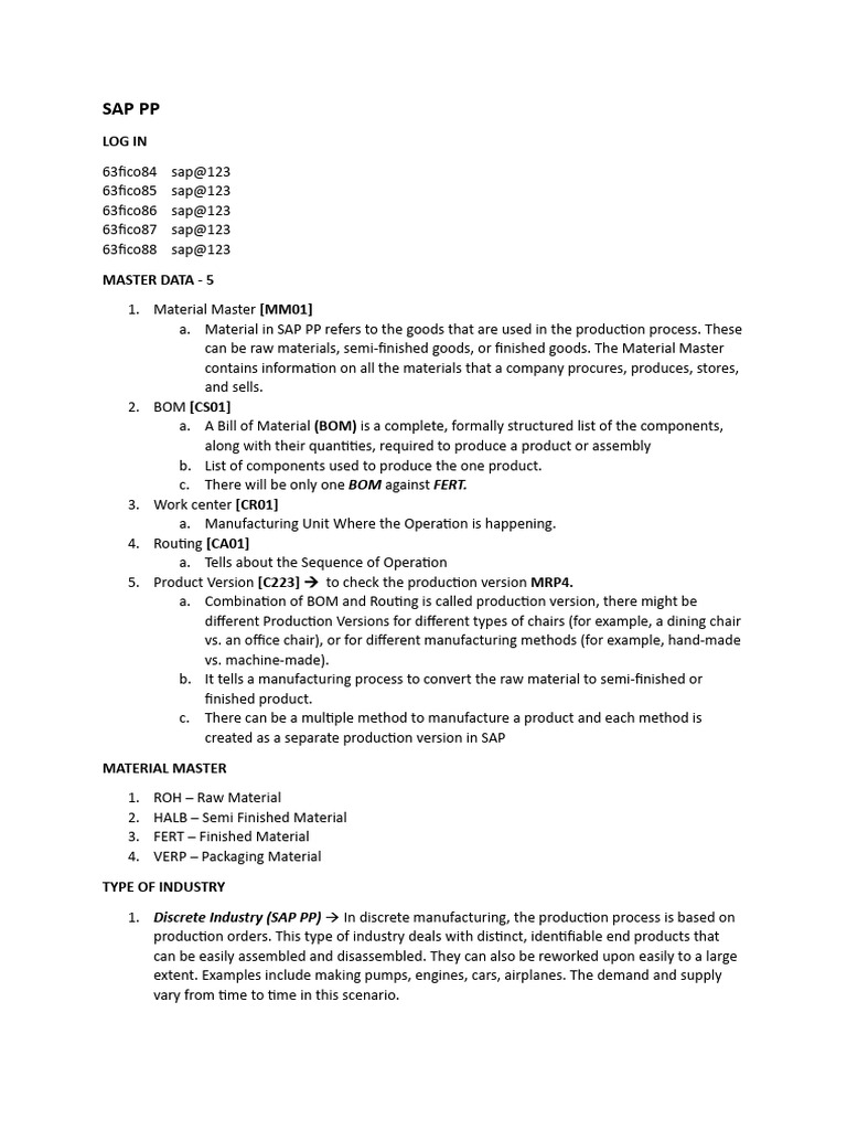 Sap PP | PDF | Production And Manufacturing | Business Process