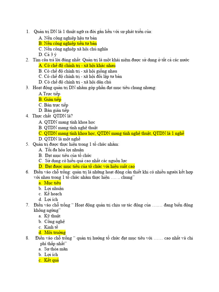 200 câu đầu QTH | PDF