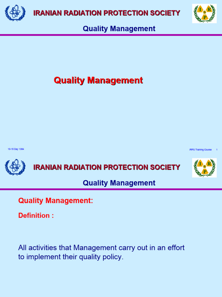 13 Quality Managements | PDF | Quality Assurance | Radiation Protection