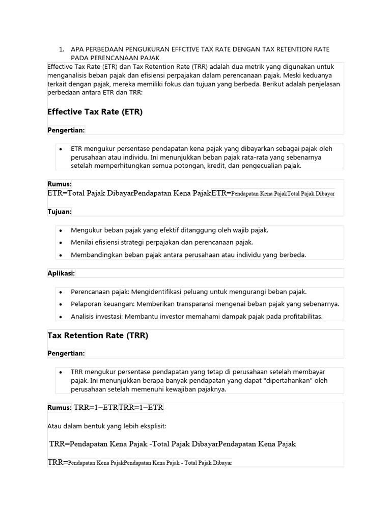 Apa Perbedaan Pengukuran Effctive Tax Rate Dengan Tax Retention Rate ...