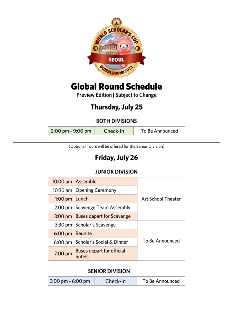 seoul global round schedule 2024 | PDF