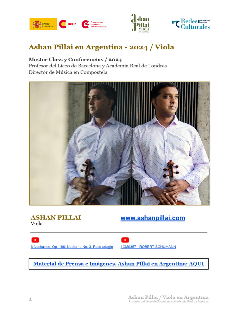 INFO - Ashan Pillai (Viola) - 2024 en Argentina | PDF | Música clásica ...