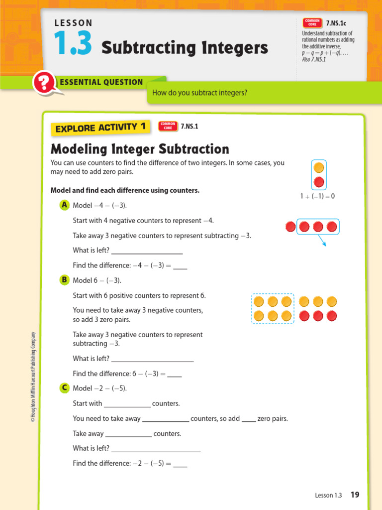 Subtracting Integers Explained | PDF | Gases | Integer