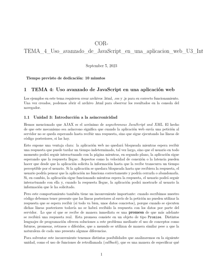 COR-TEMA 4 Uso Avanzado de JavaScript en Una Aplicacion Web U3 Introduccion A La Asincronicidad ...