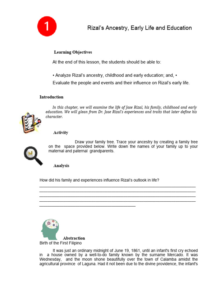 Module 3 Lesson 1 Rizals Ancestry Early Life and Education | PDF | Manila