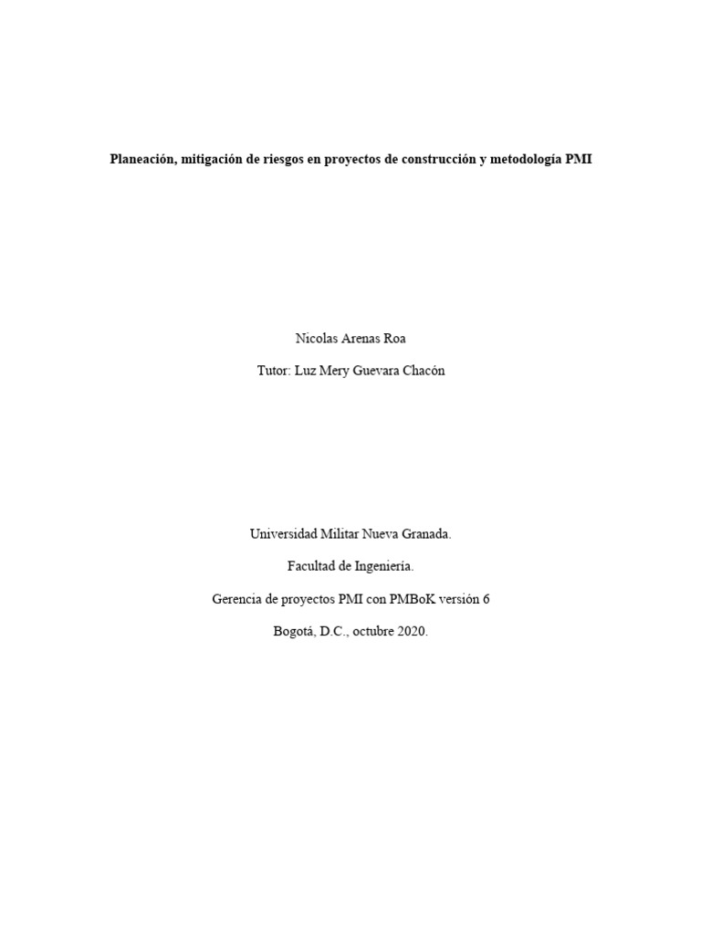Arenas Roa Nicolas 2020 | PDF | Planificación | Gestión de proyectos