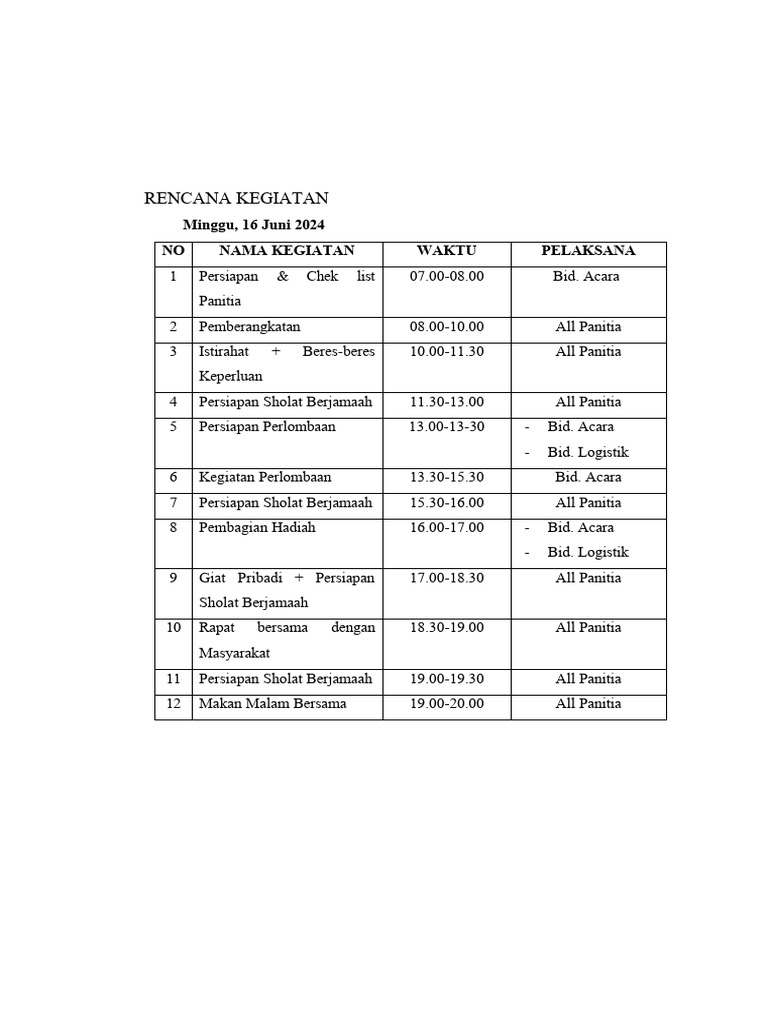 Rencana Kegiatan Dan Rab Div Acara | PDF
