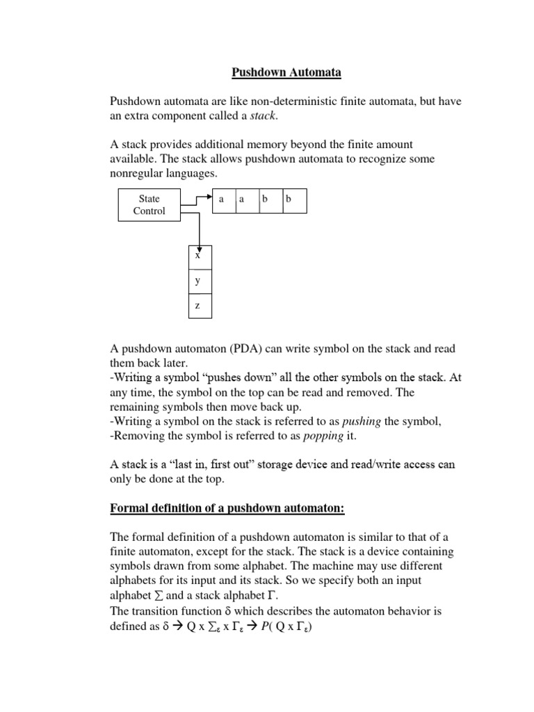 Pushdown Automata | PDF | Automata Theory | Mathematical Logic