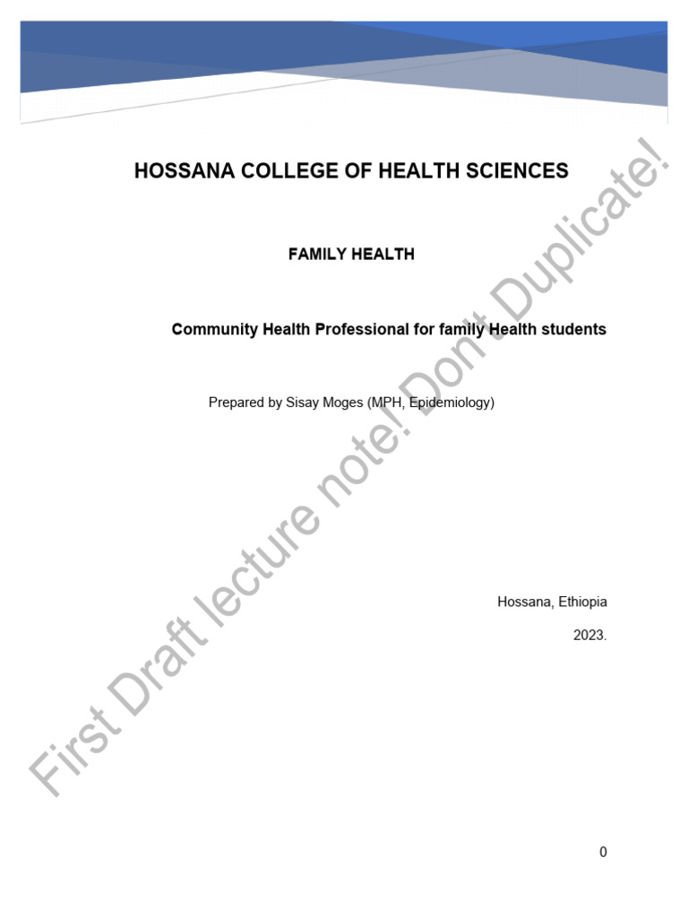 Community Health Professionals Lecture Note | PDF | Public Health ...