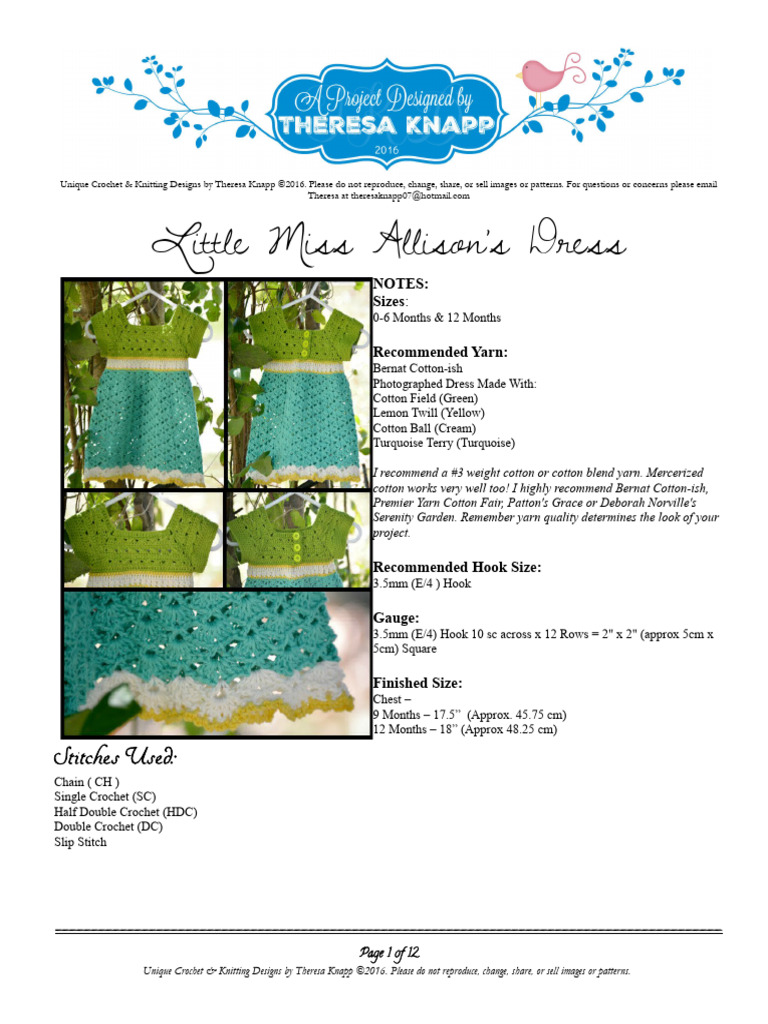 Little Miss Allison S Dress - Updated 9-19-16 | PDF | Crochet | Knitting