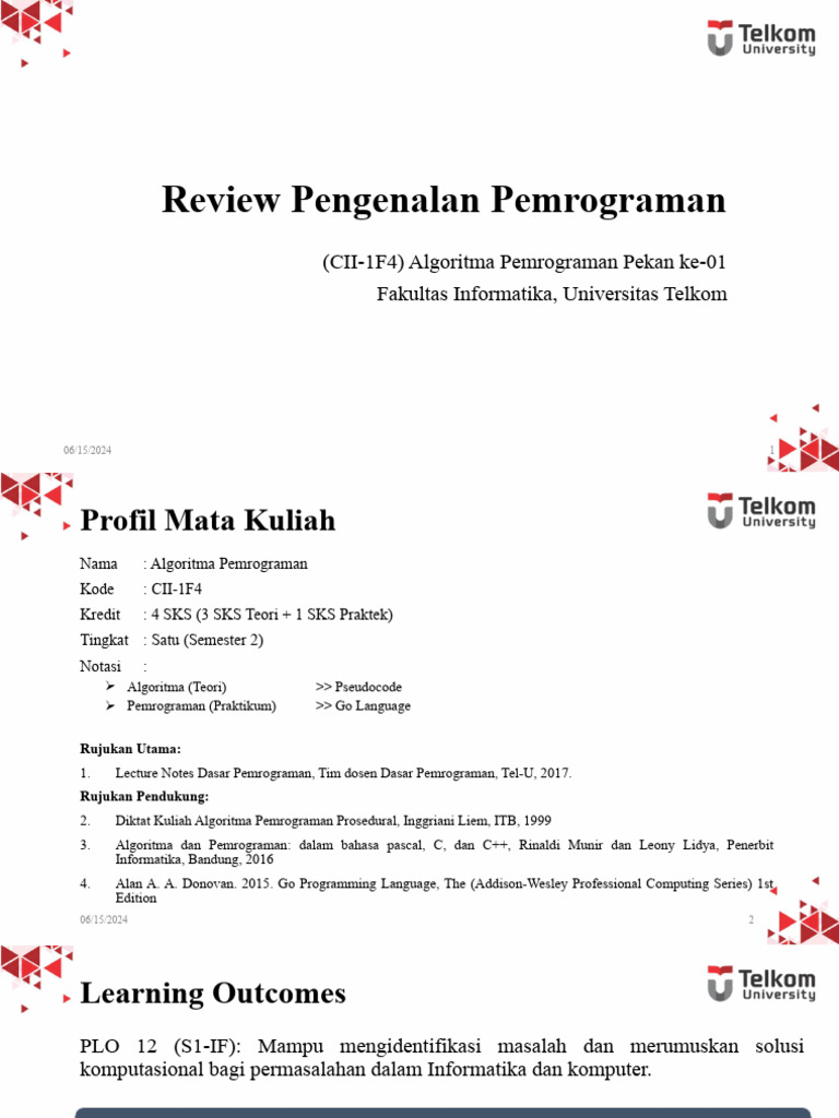 Pekan - 01 Review Pengenalan Pemrograman | PDF | Komputer