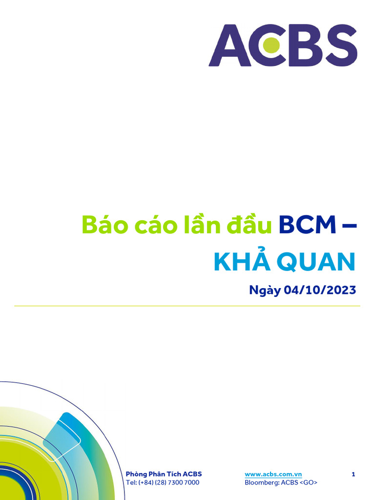 BCM Khuyen Nghi Kha Quan Voi Gia Muc Tieu 78 813 Dong Co Phieu - 20231012153802 | PDF