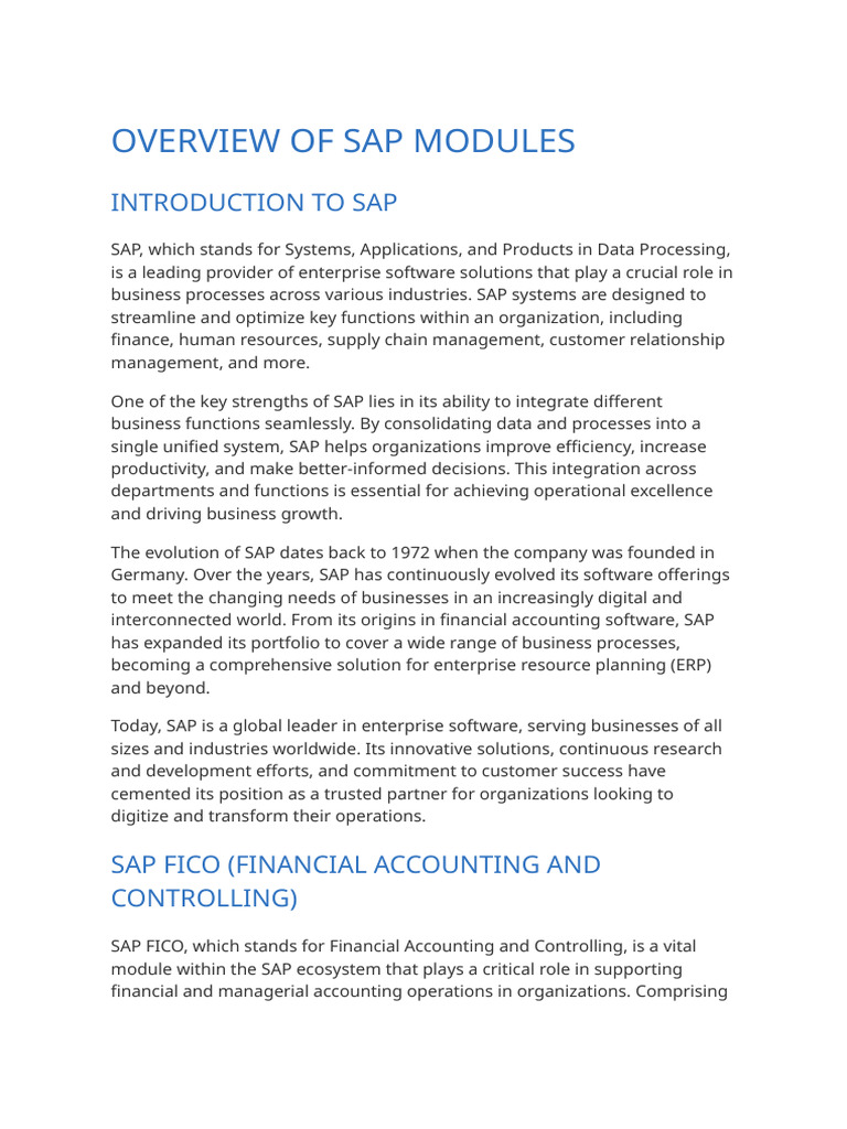 SAP Modules Overview for Businesses | PDF | Human Resource Management ...