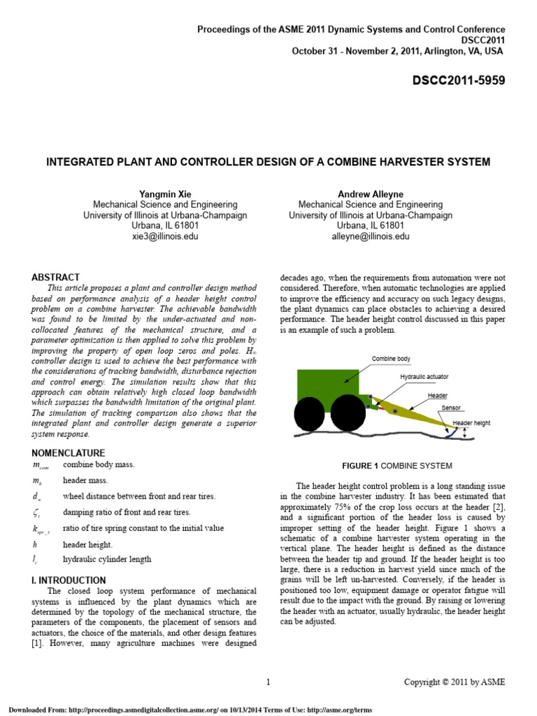 Integrated Plant and Controller Design of A Combin | PDF | Control ...