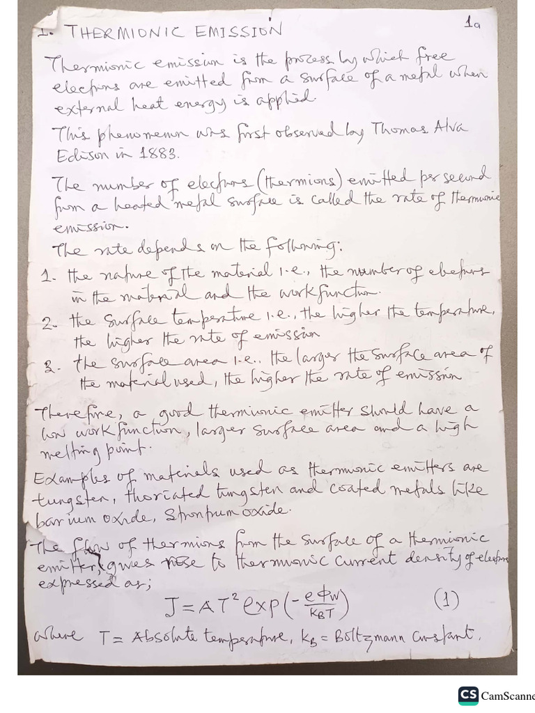 Phy122 Thermionic Emission (David_a) | PDF