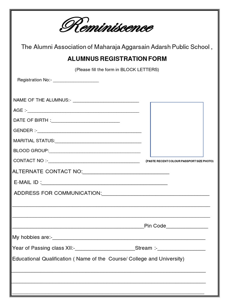 Alumni Registration Form | PDF | Government And Personhood