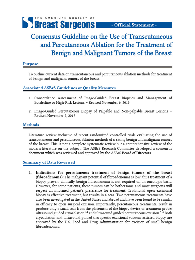 Consensus Guideline On The Use of Transcutaneous and Percutaneous Methods For The Treatment of ...