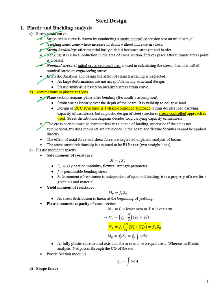 Steel Plastic Design and Analysis Guide | PDF | Bending | Stress ...