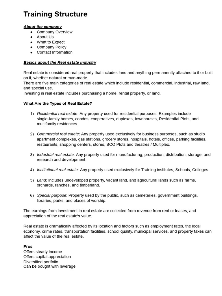 Training Structure | PDF | Commercial Property | Valuation (Finance)