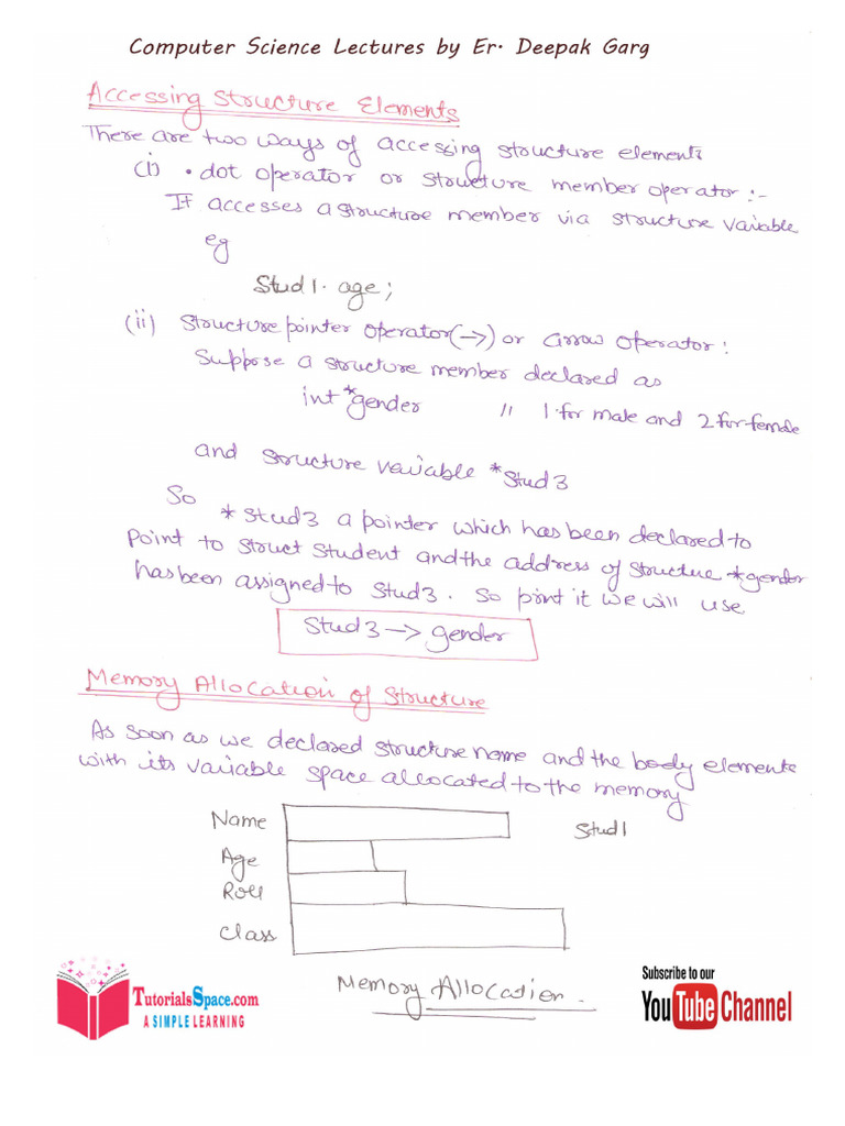 41 - Accessing and Memory Allocation of Structure Element | PDF
