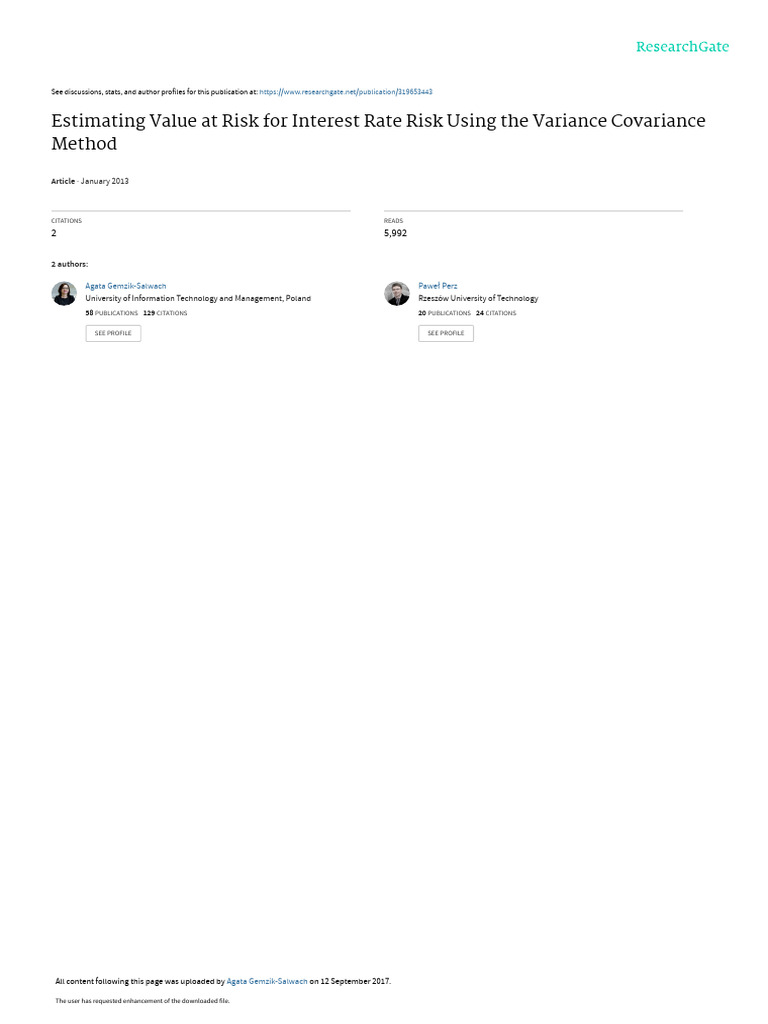 A.Gemzik-Salwach_P.Perz_EstimatingValueatRisk | Download Free PDF ...