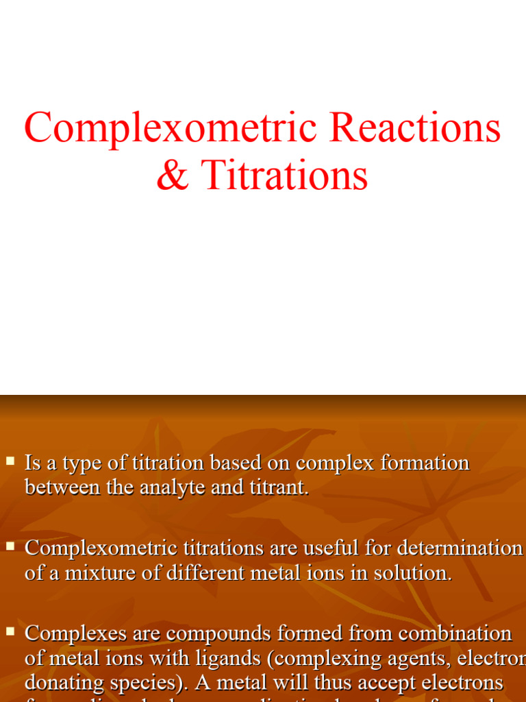 Complexometric Titrations | PDF | Coordination Complex | Chelation