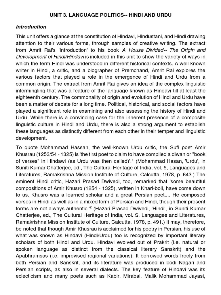 Unit III Edited123 | PDF | Urdu | Linguistics