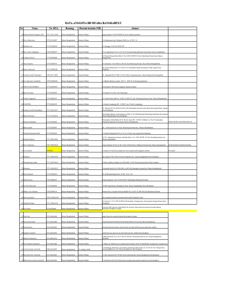 Data Anggota Ibi | PDF