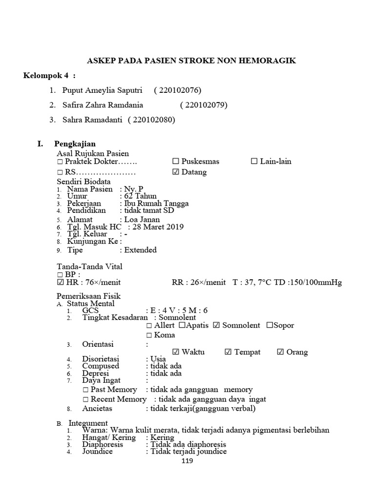 Askep Stroke Non Hemoragik | PDF