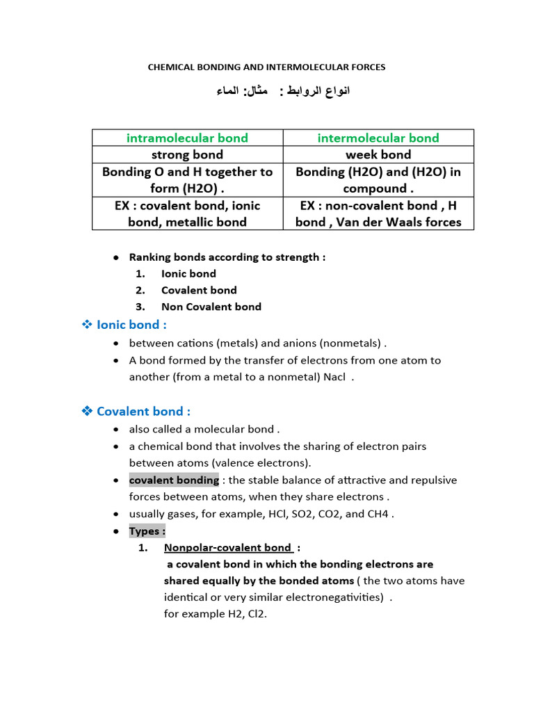 CHEMICAL BONDING AND INTERMOLECULAR FORCES SSS | PDF | Chemical Bond ...