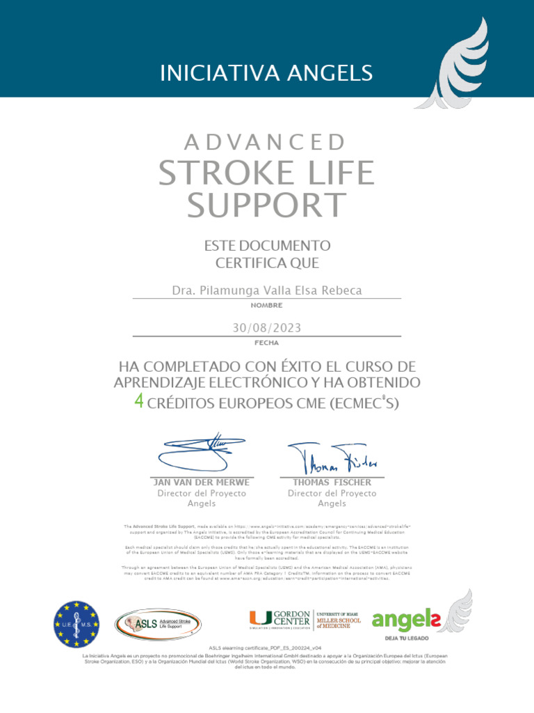 ASLS Certificado Dra. Pilamunga Rebeca | PDF